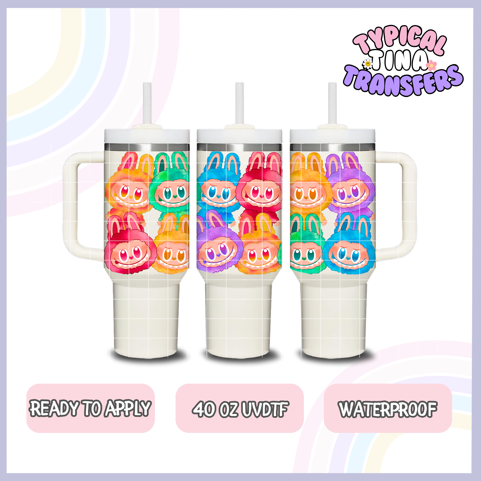 Lafu heads bright colors | 40oz UVDTF Wrap | POD – Typical Tina Transfers