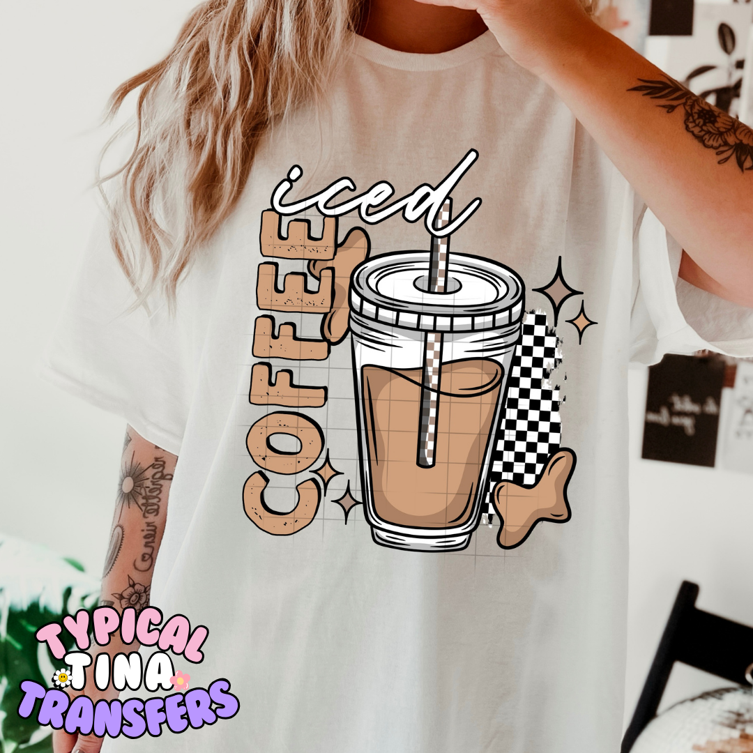 Ice Coffee Checkered | DTF Transfer | POD – Typical Tina Transfers