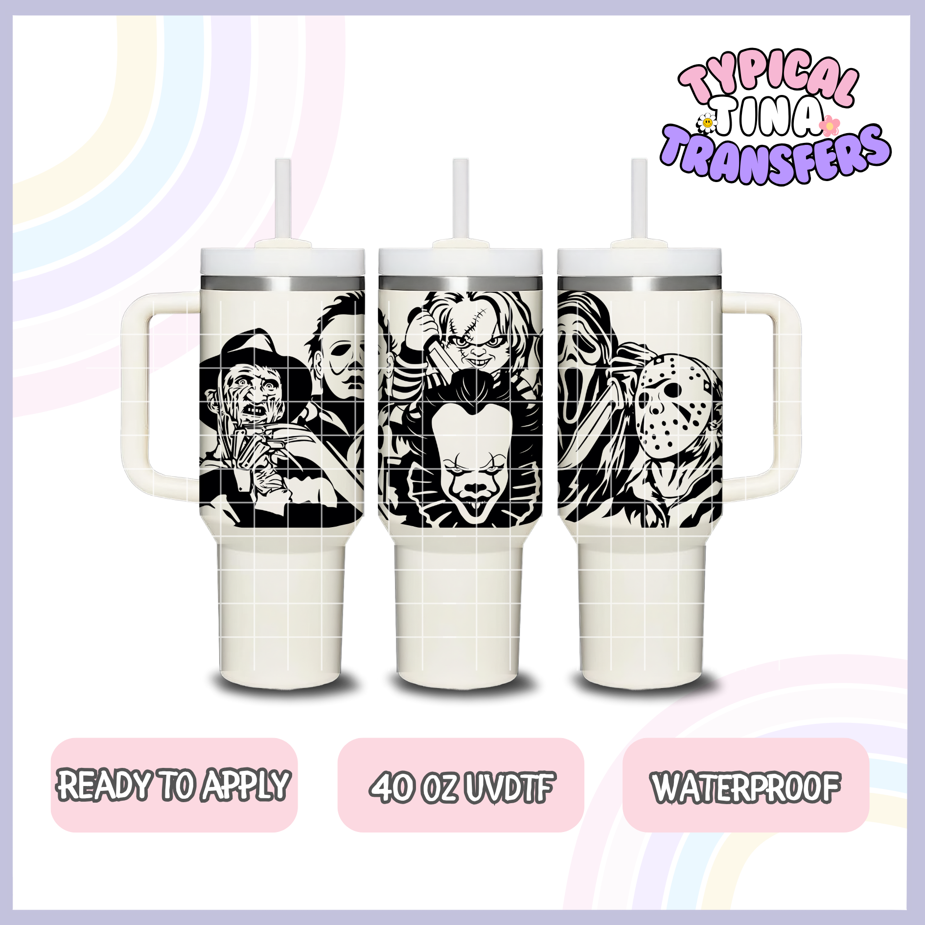 Horror Group all black | 40oz UVDTF Wrap | POD – Typical Tina Transfers
