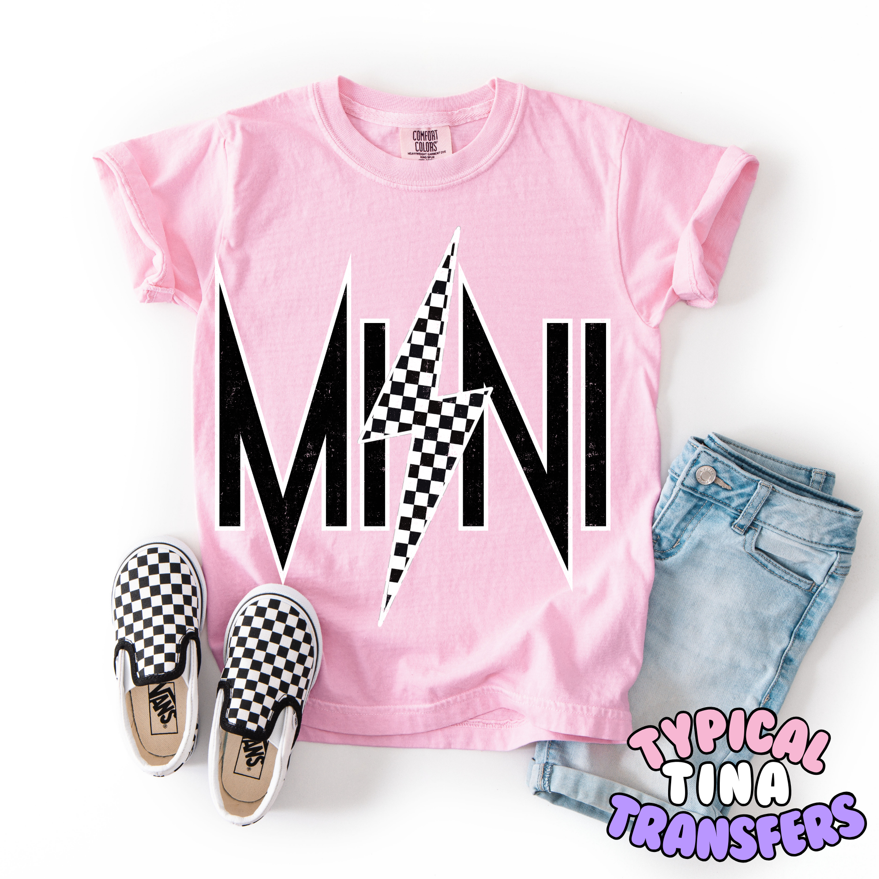 Mini checkered lightning (white outline) | DTF Transfer | POD – Typical ...