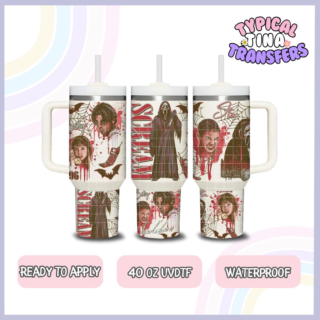 Scream Ghost | 40oz UVDTF Wrap | POD – Typical Tina Transfers