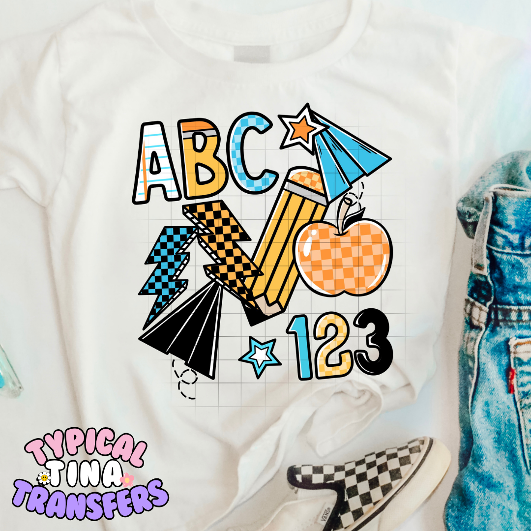 ABC, 123 checkered | DTF Transfer | POD – Typical Tina Transfers