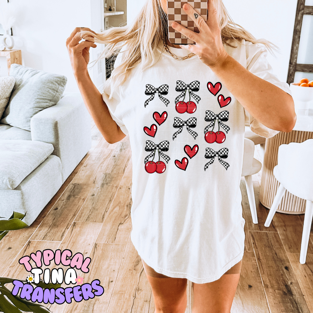 Cherry Checkered multi | DTF Screen Print | POD – Typical Tina Transfers